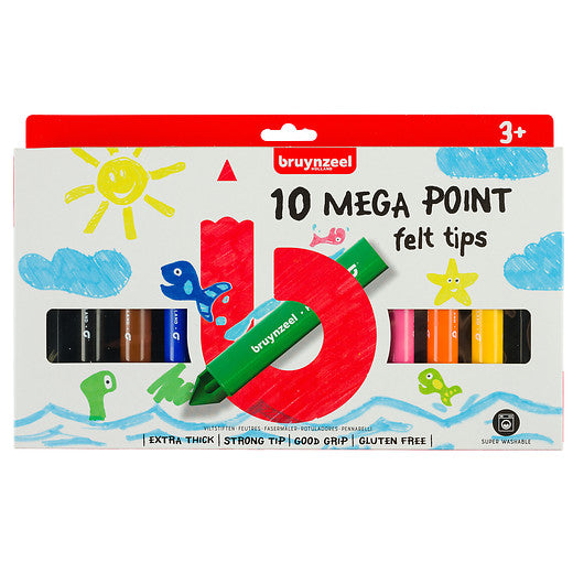 Bruynzeel Mega point felt tip set | 10 colours – Royal Talens