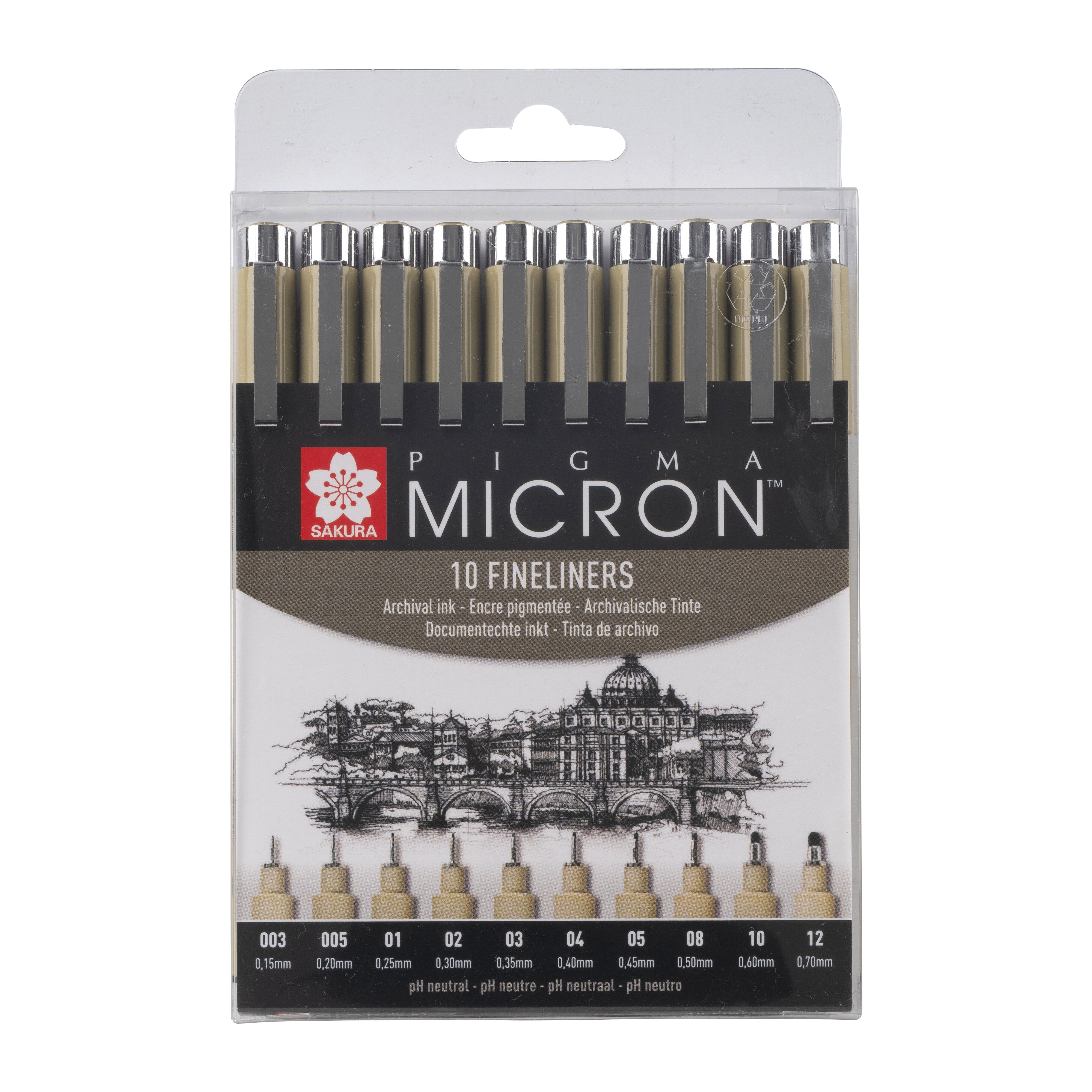 Sakura Pigma Micron fineliner set | 10 sizes, black – Royal Talens