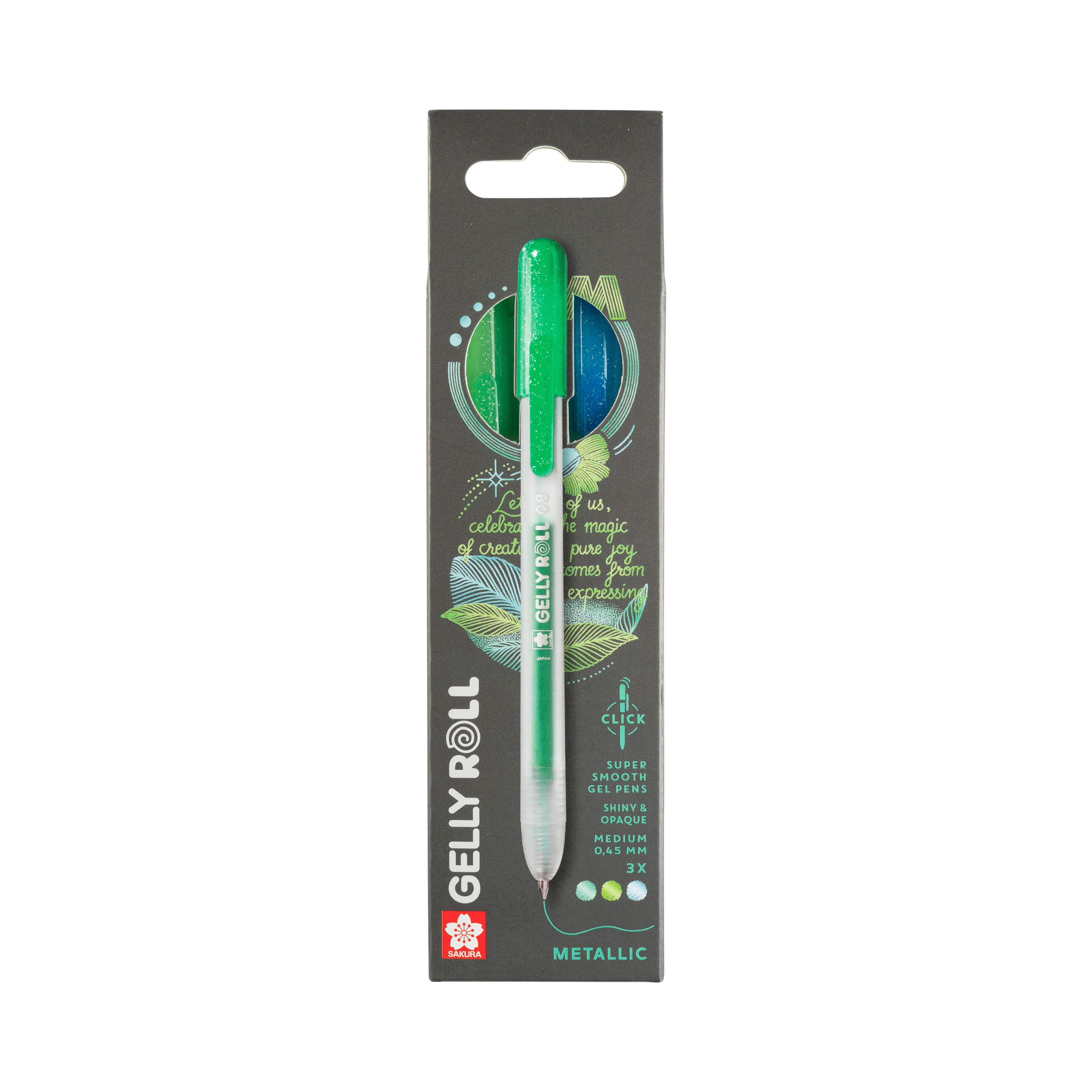 Sakura Gelly Roll Metallic Retractable Gel Pens, 3-Pack Blue-Green-Eme ...