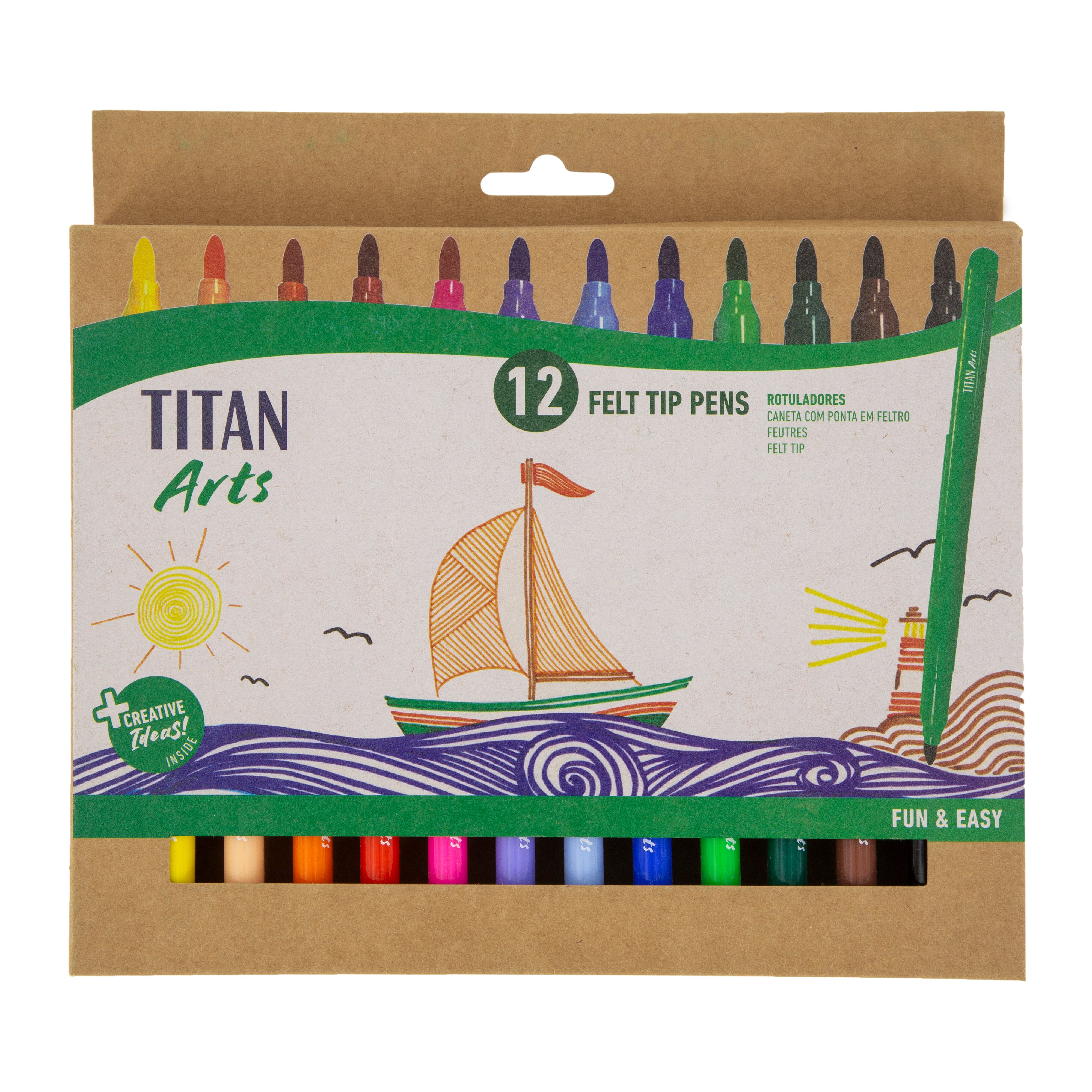 TITAN Arts Set of 12 Felt Tips Pens | Royal Talens